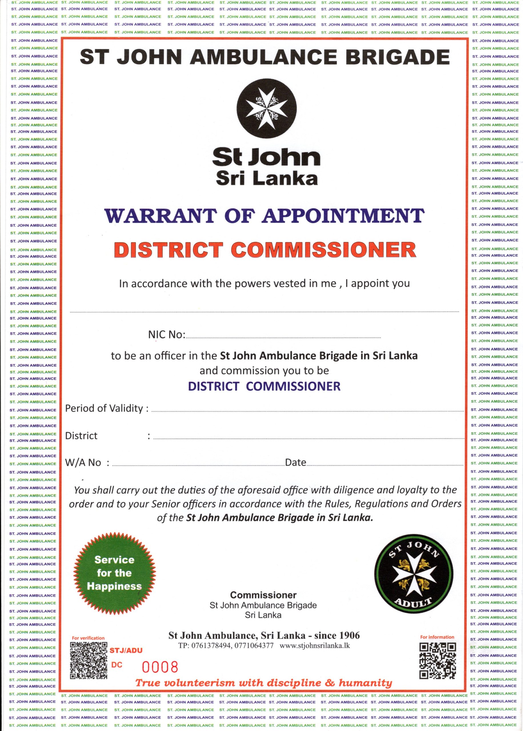 Brigade Information – St John Sri Lanka