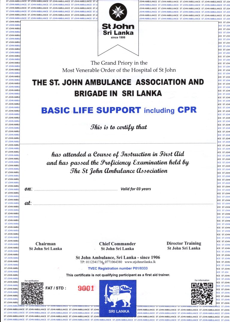 TRAINING – St John Sri Lanka