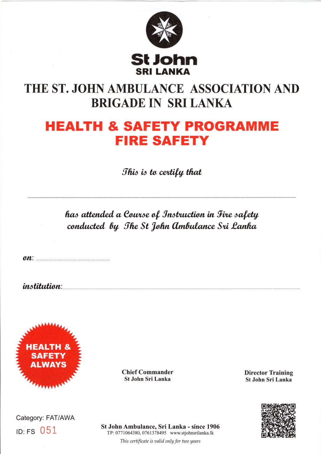 TRAINING – St John Sri Lanka