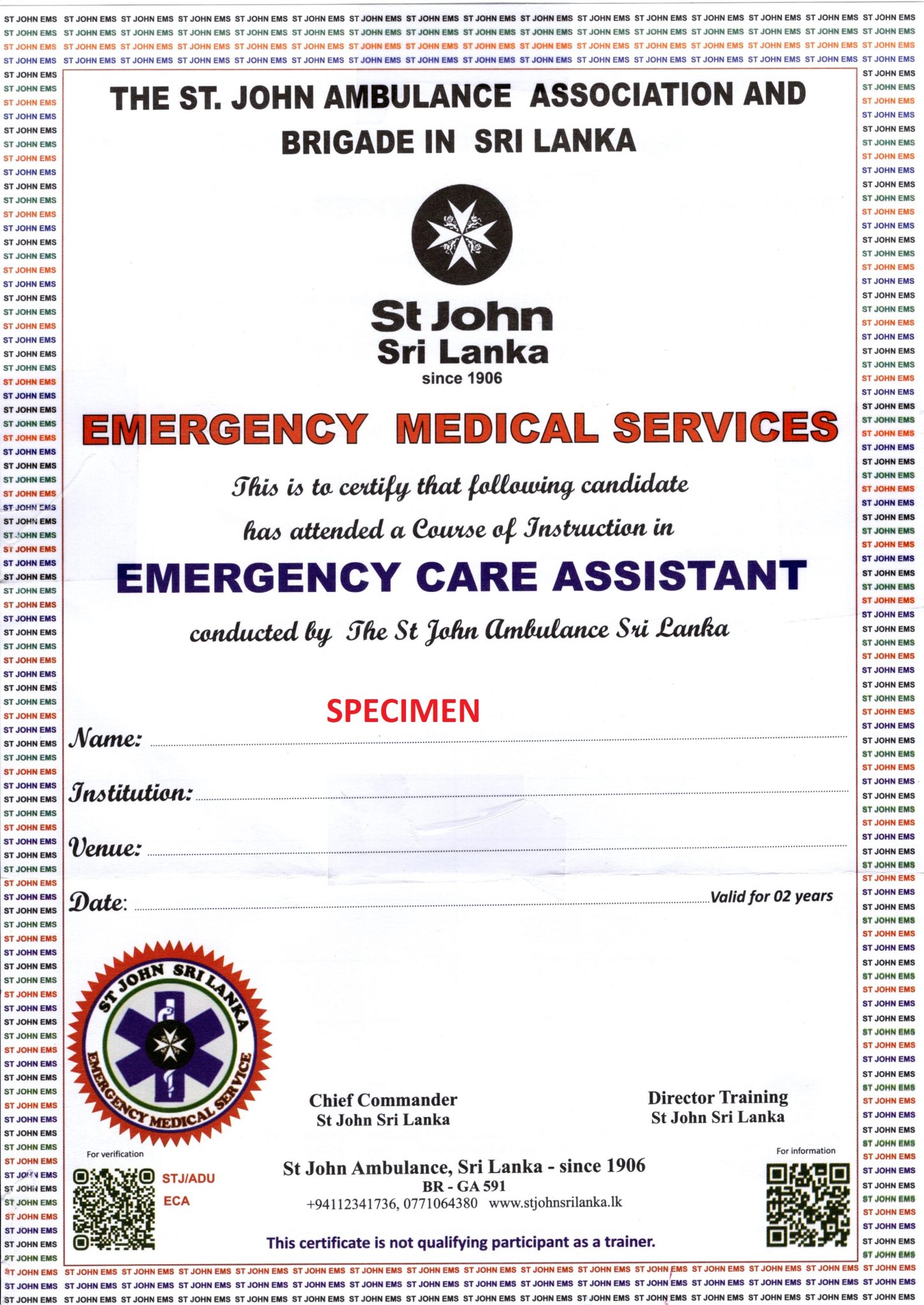 TRAINING – St John Sri Lanka